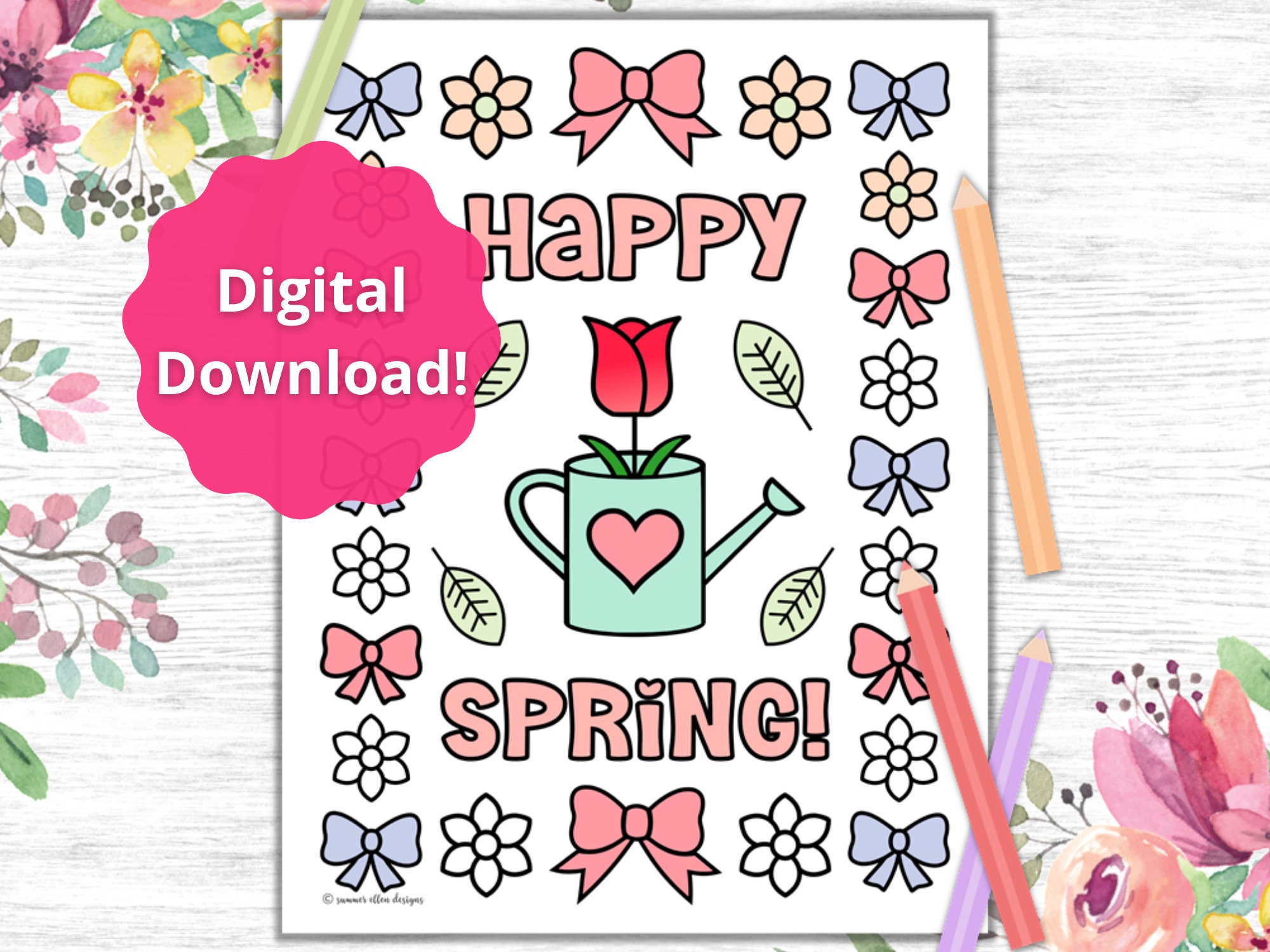 Happy Spring Coloring Sheets