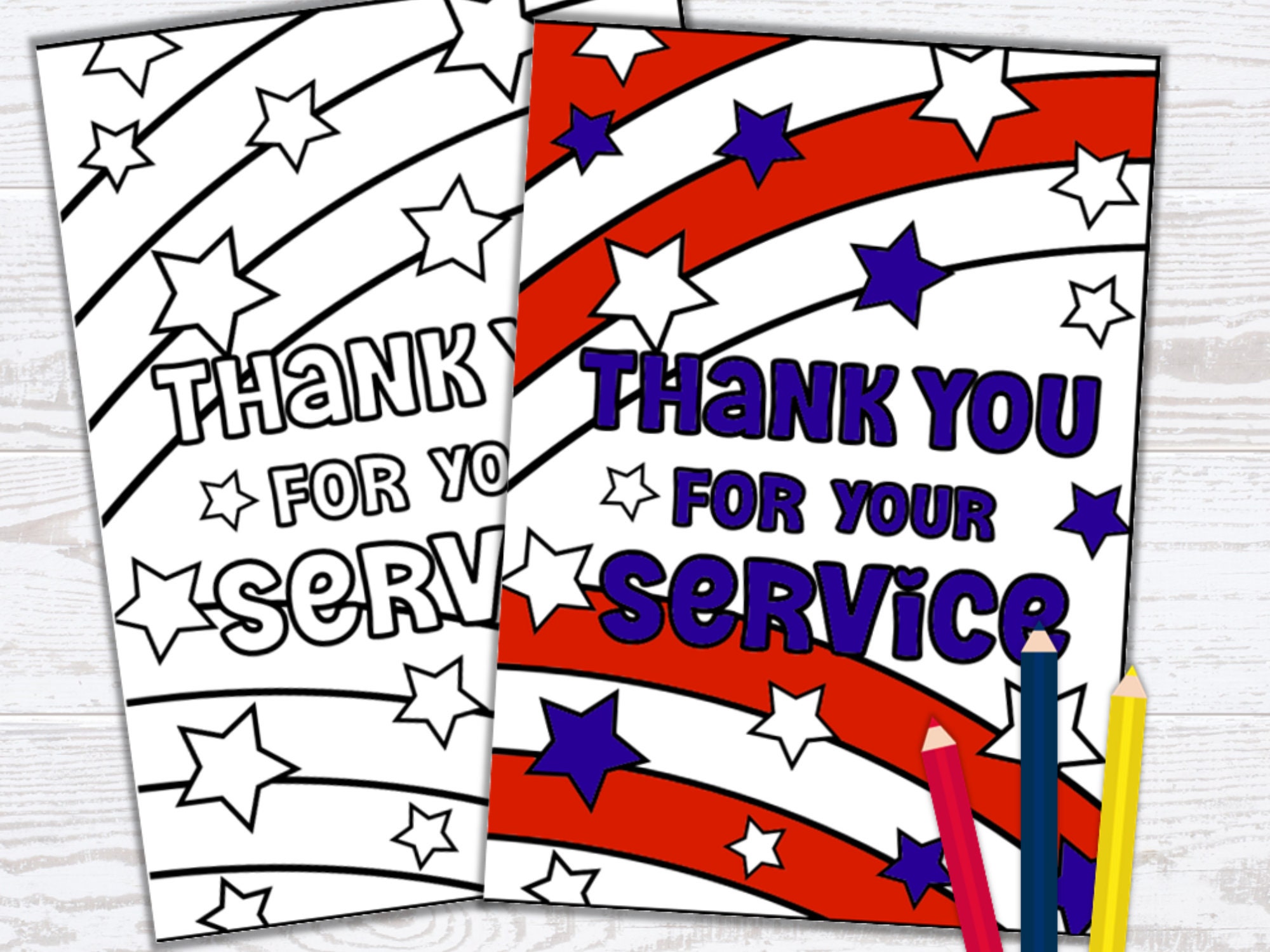 Veterans Day Coloring Card: Thank You for Your Service (PDF Download ...