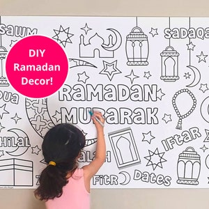 Ramadan Mubarak Giant Coloring Poster - DIY Ramadan Decoration for Kids ...