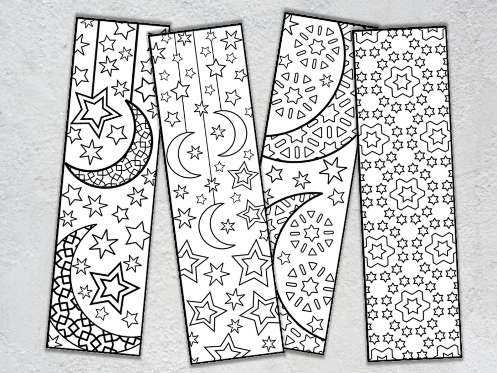 Coloring Bookmarks Moon and Stars Coloring Page Coloring - Etsy