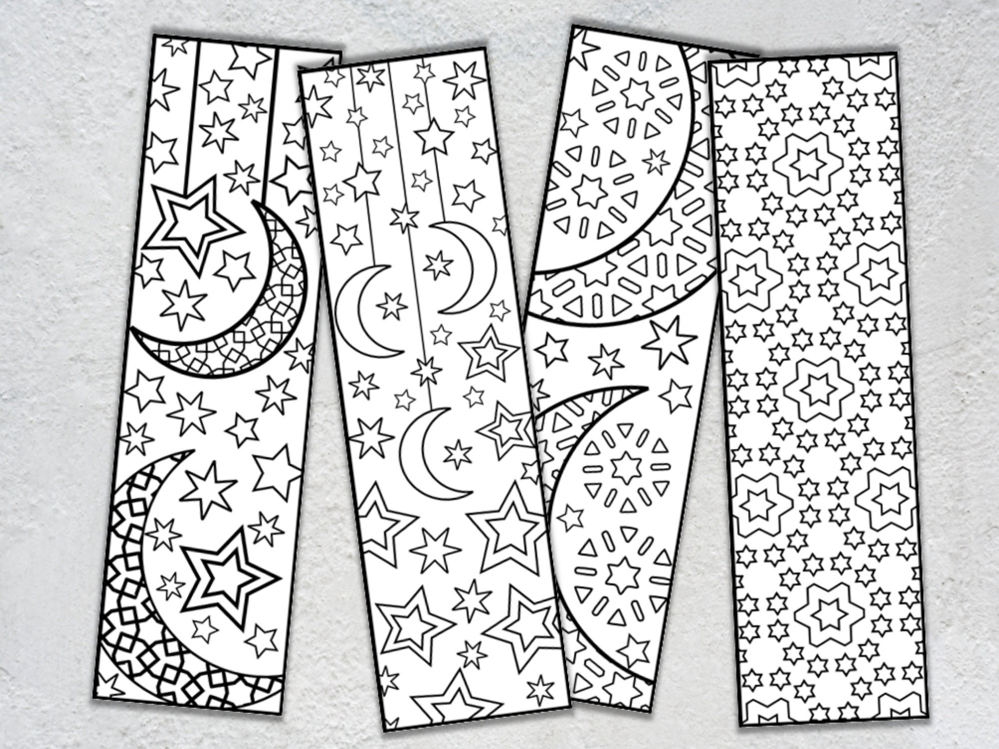 Coloring Bookmarks Moon and Stars Coloring Page Coloring - Etsy