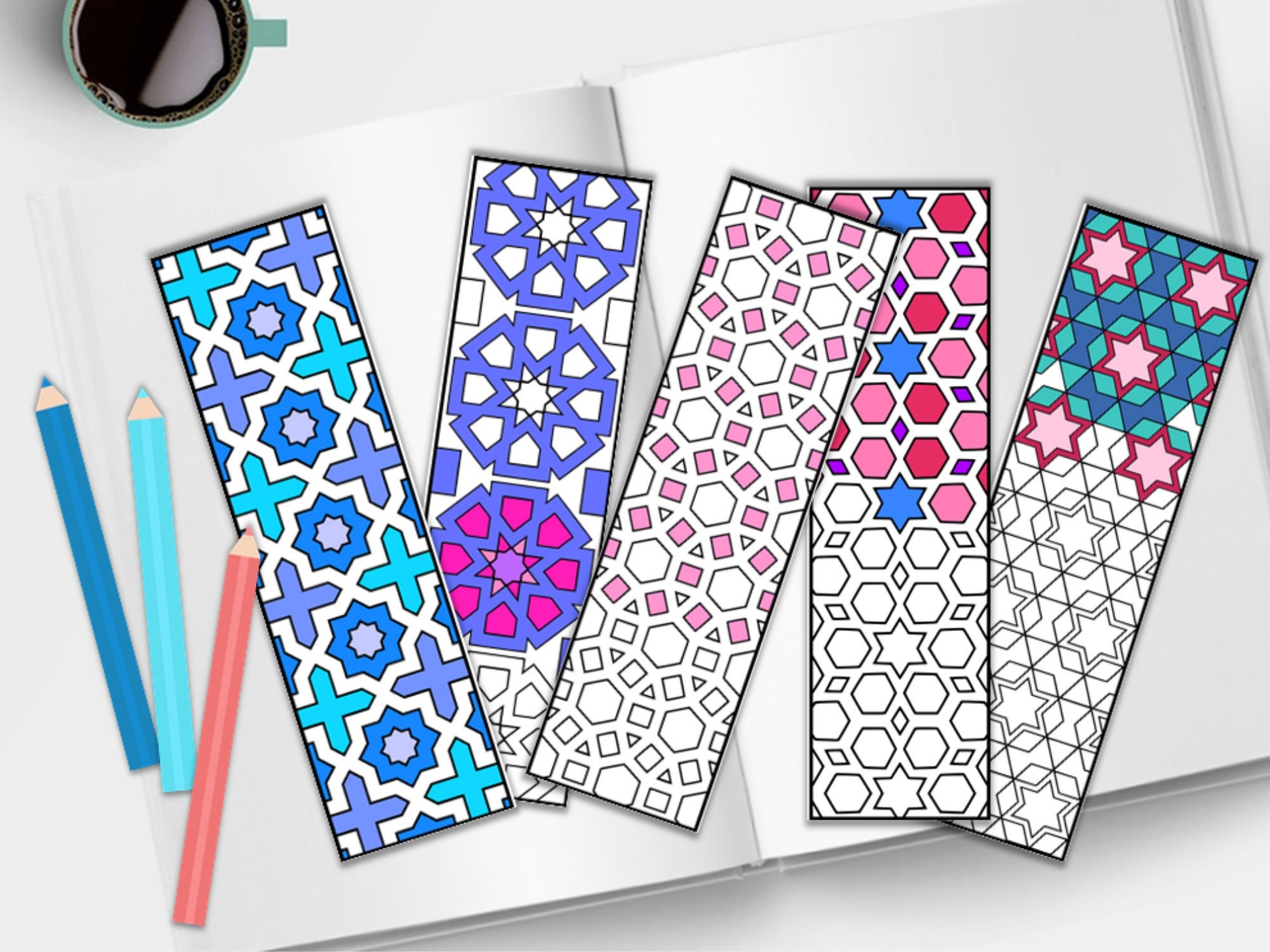 Islamic Geometric Coloring Bookmarks: Ramadan Crafts (PDF Digital ...
