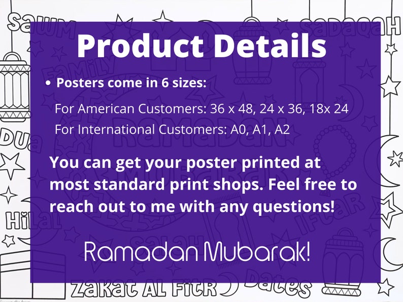 Ramadan Mubarak Giant Coloring Poster DIY Ramadan Decoration for Kids ...