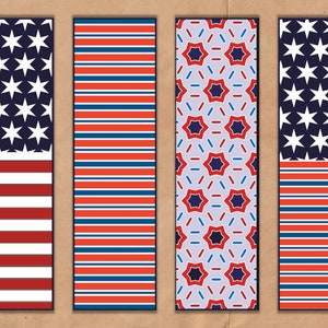 Patriotic American Flag Bookmarks: Set of 4 (digital Download) - Etsy