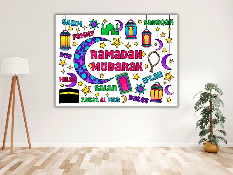 Ramadan Mubarak Giant Coloring Poster DIY Ramadan Decoration for Kids ...