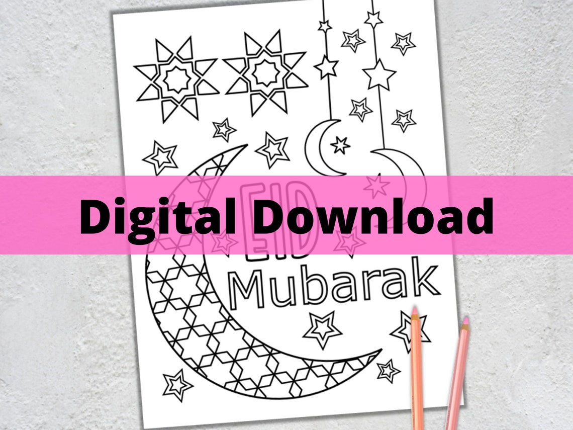 Eid Mubarak Coloring Page Eid Coloring Activity for Muslim Kids Islam ...