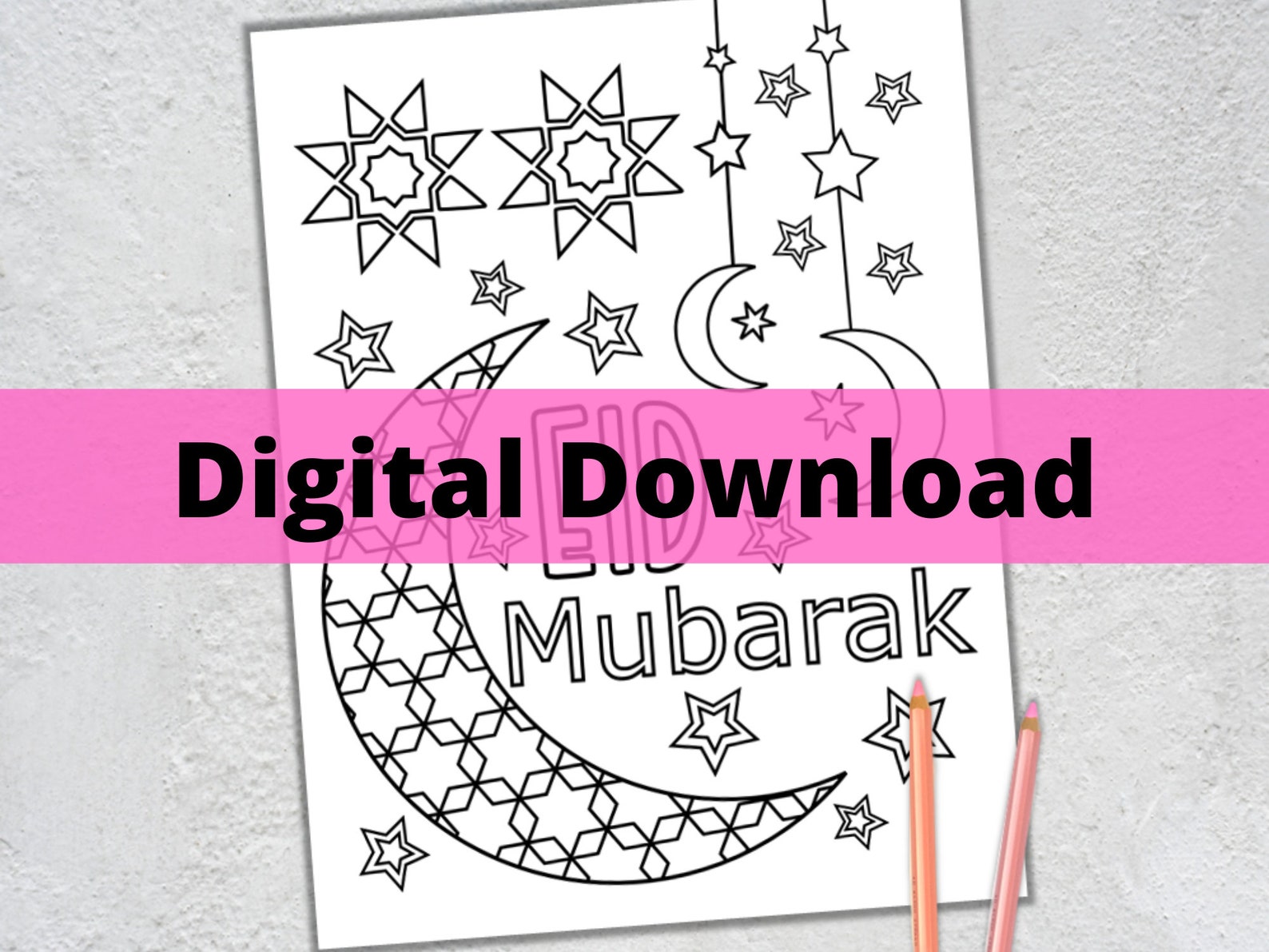 Eid Mubarak Coloring Page Eid Coloring Activity for Muslim - Etsy