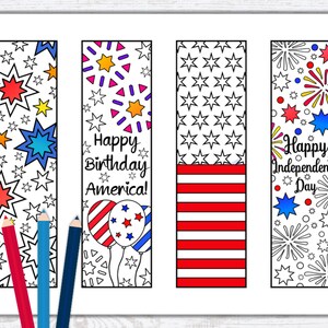 Fourth of July Coloring Bookmarks - Printable Bookmarks to Color ...
