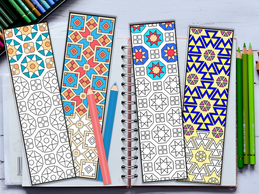 Coloring Bookmarks - Geometric Bookmarks - Tribal Coloring Page ...
