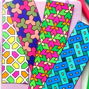 Geometric Coloring Bookmarks: Bold Intricate Patterns (PDF Digital ...