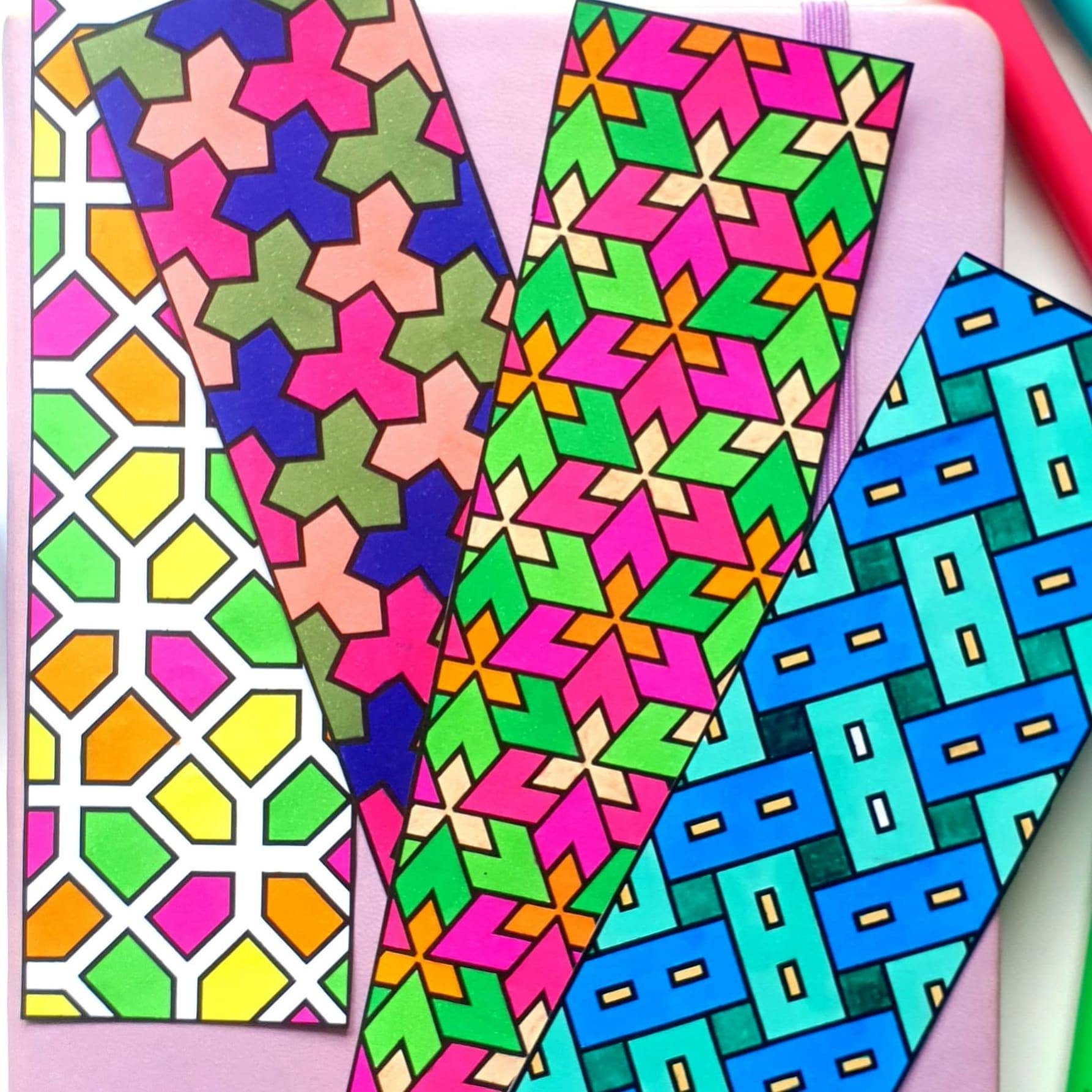 Coloring Bookmarks Geometric Patterns for Coloring Bold - Etsy