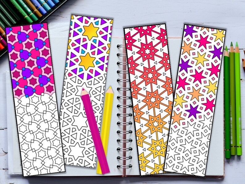 Coloring Bookmarks Geometric Coloring Pages Zen Coloring - Etsy