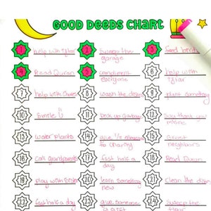 Customizable Ramadan Good Deeds Chart: Kids Coloring Page (digital ...