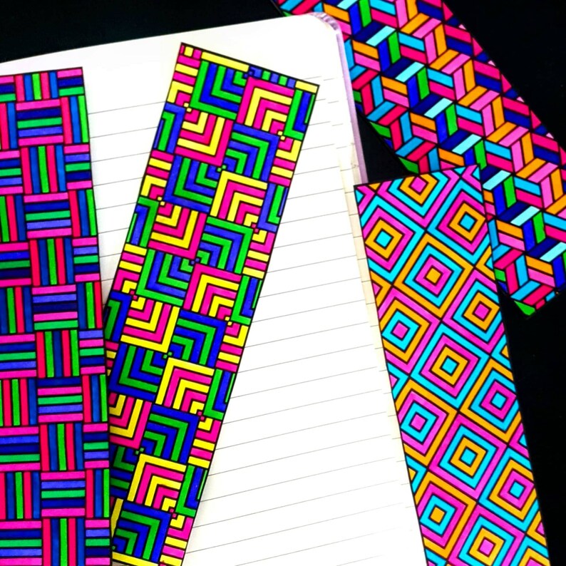 Coloring Bookmarks Geometric Patterns for Coloring Bold - Etsy