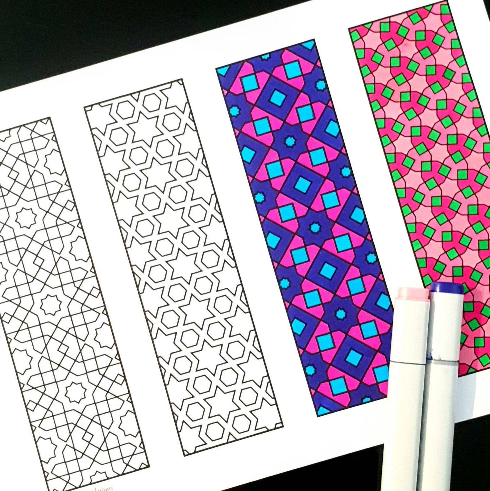 Coloring Bookmarks Geometric Bookmarks Adult Coloring Page - Etsy