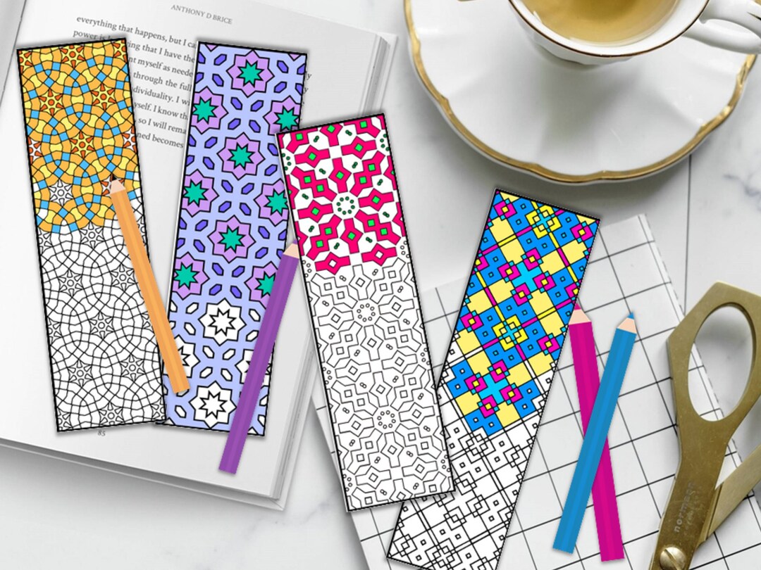 Geometric Bookmarks - Coloring Bookmarks - Coloring Sheets for Adults ...
