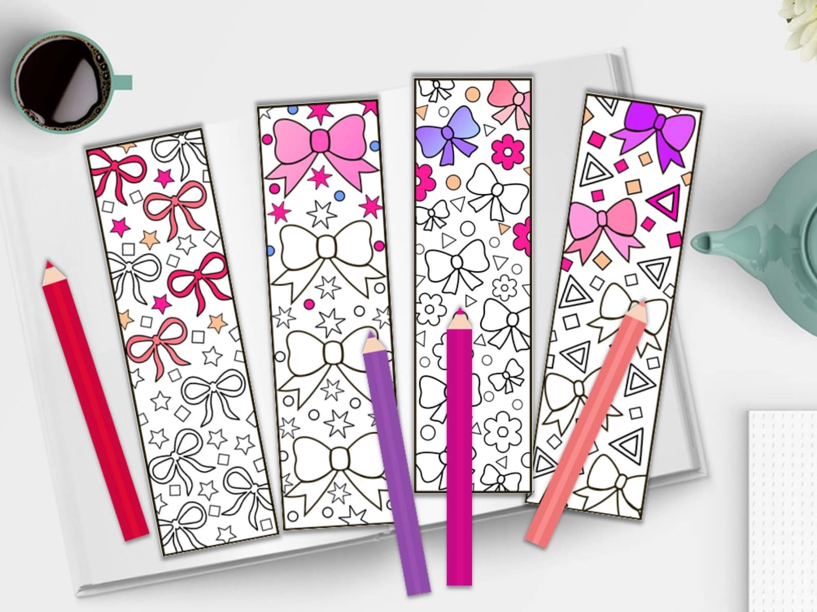 Coloring Bookmarks Bow Coloring Page Cute Bookmarks to Color Kids ...