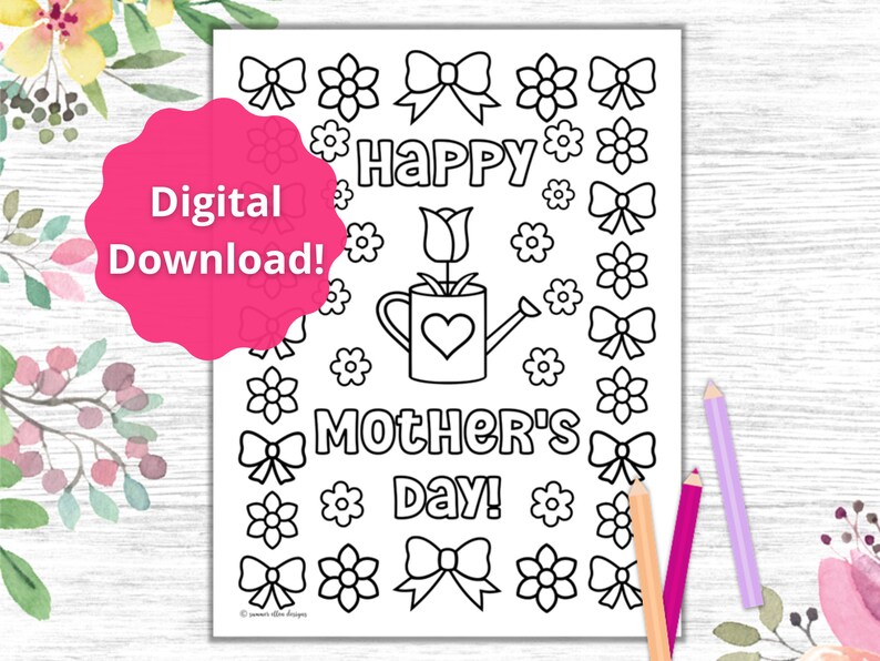 Happy Mother's Day Coloring Page for Kids DIY Mother's Day Gift Gifts ...