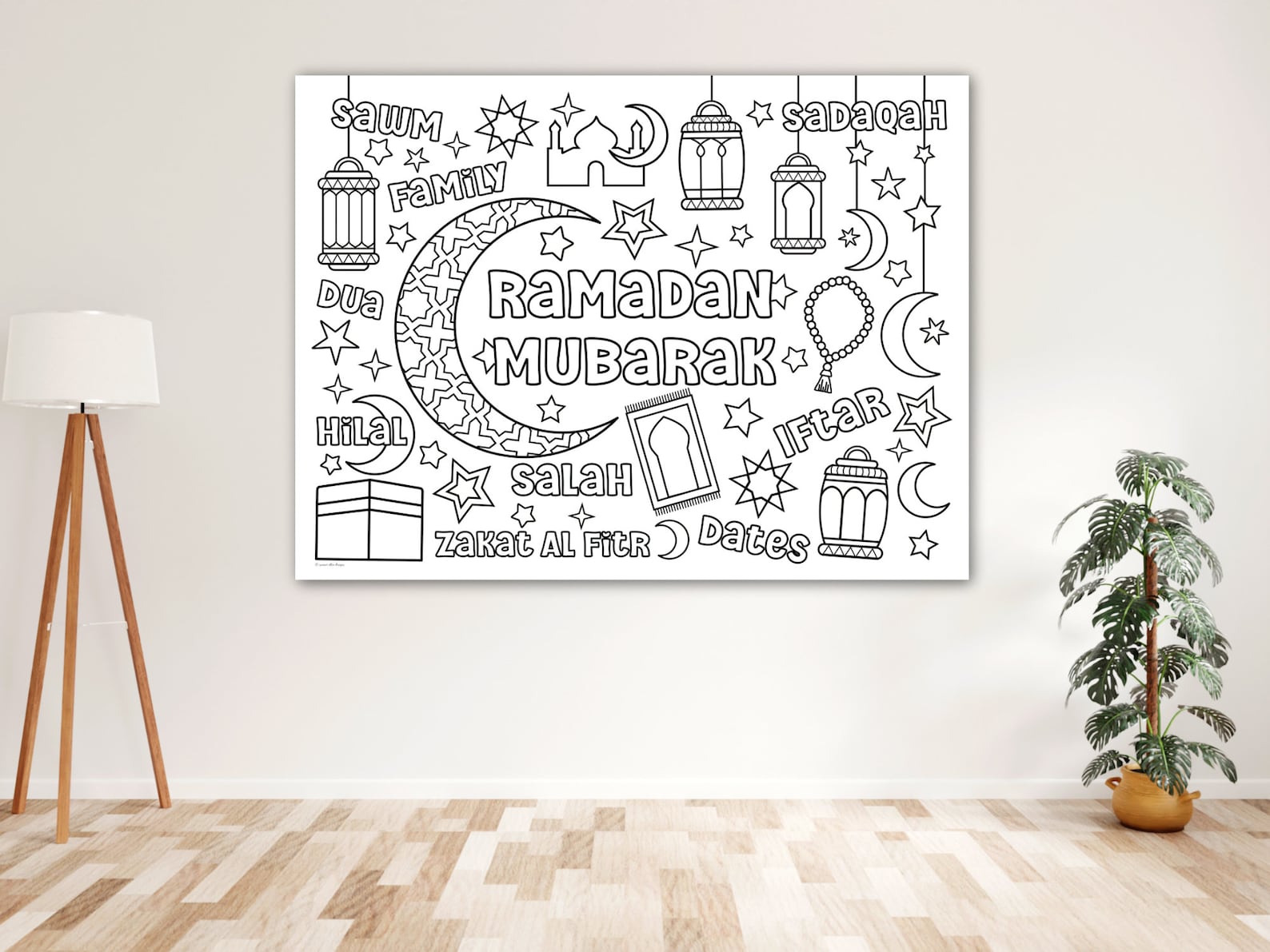 Ramadan Mubarak Giant Coloring Poster DIY Ramadan Decoration for Kids ...