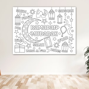 Ramadan Mubarak Giant Coloring Poster - DIY Ramadan Decoration for Kids ...