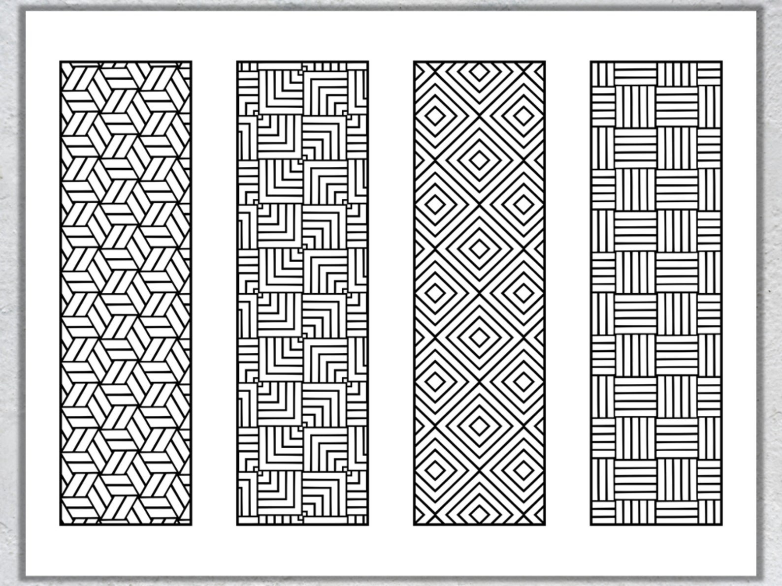 Geometric Coloring Bookmarks: Relaxing Designs, Printable PDF (set of ...