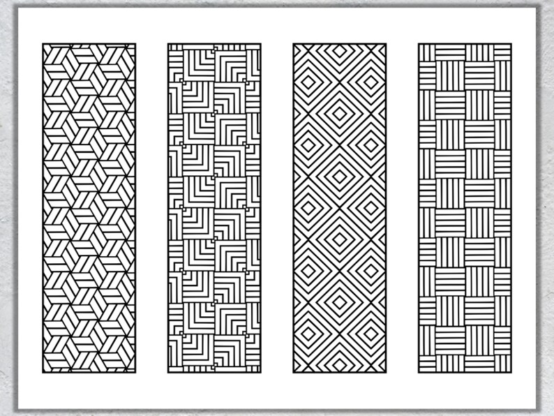 Geometric Coloring Bookmarks: Relaxing Designs, Printable PDF (set of ...