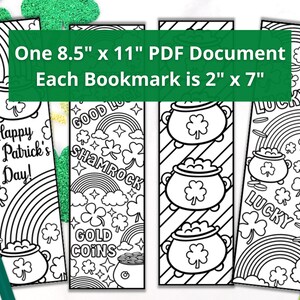 Saint Patrick's Day Coloring Bookmarks - Digital Bookmarks to Color ...