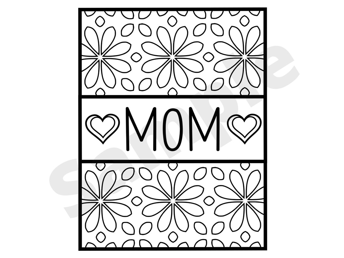 Mother's Day Coloring Cards for Mom Mom Coloring Card - Etsy
