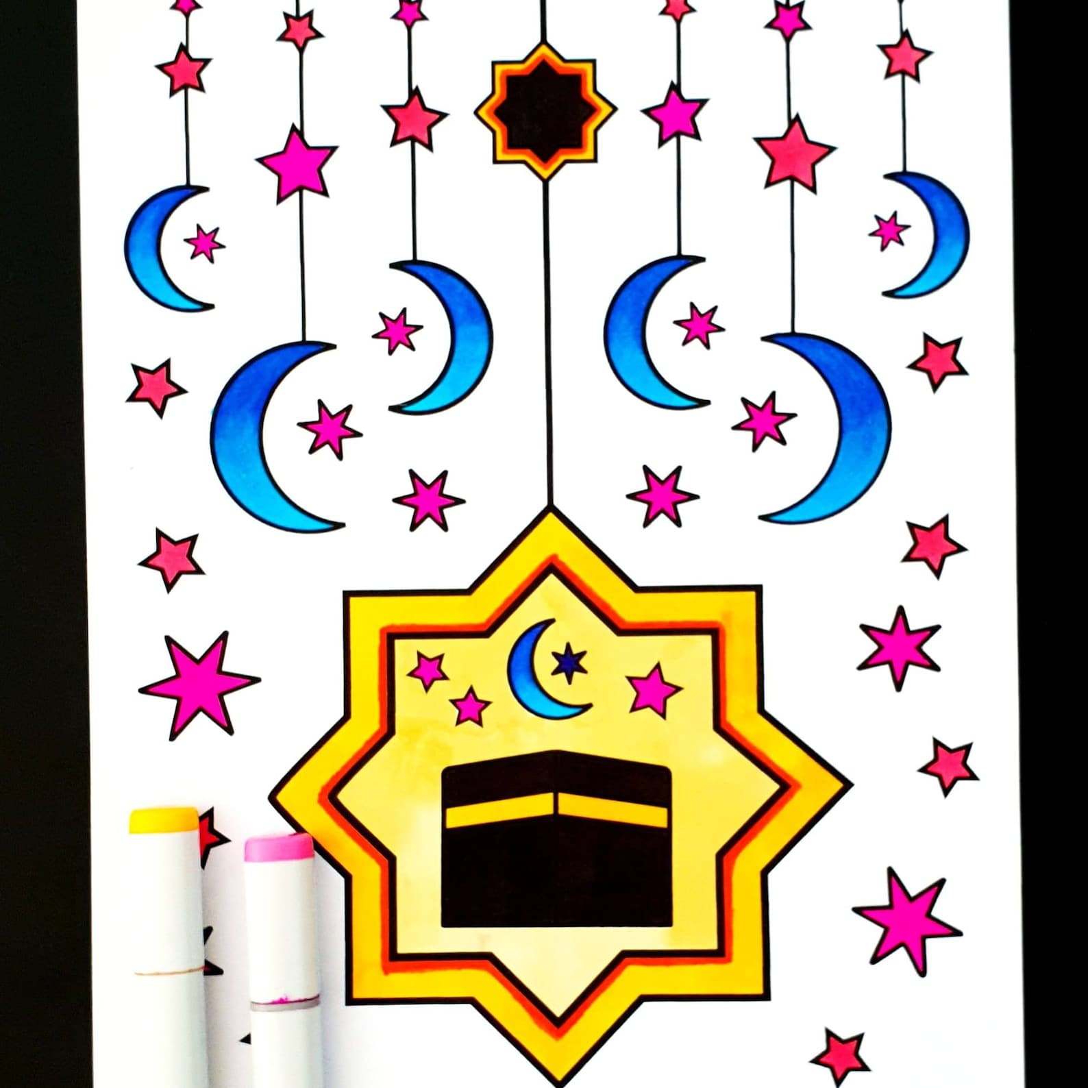Kaaba Coloring Pages Islamic Design Printable Ramadan Activity Islamic ...