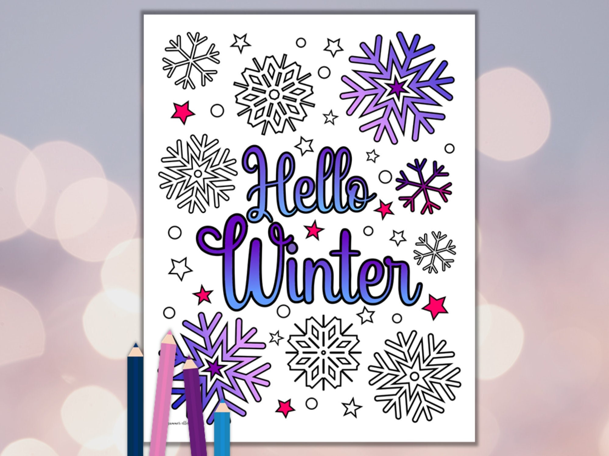 Hello Winter Snowflake Coloring Page Winter Holiday Activities Xmas ...