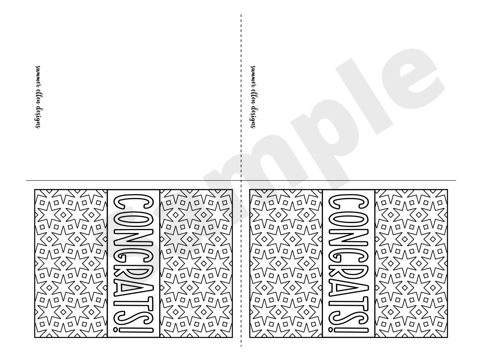 Congratulations Coloring Cards Color Your Own Greeting Cards | Etsy