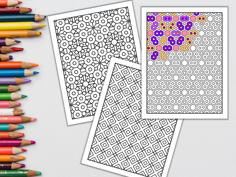 Geometric Coloring Book Pattern Coloring Adult Digital - Etsy