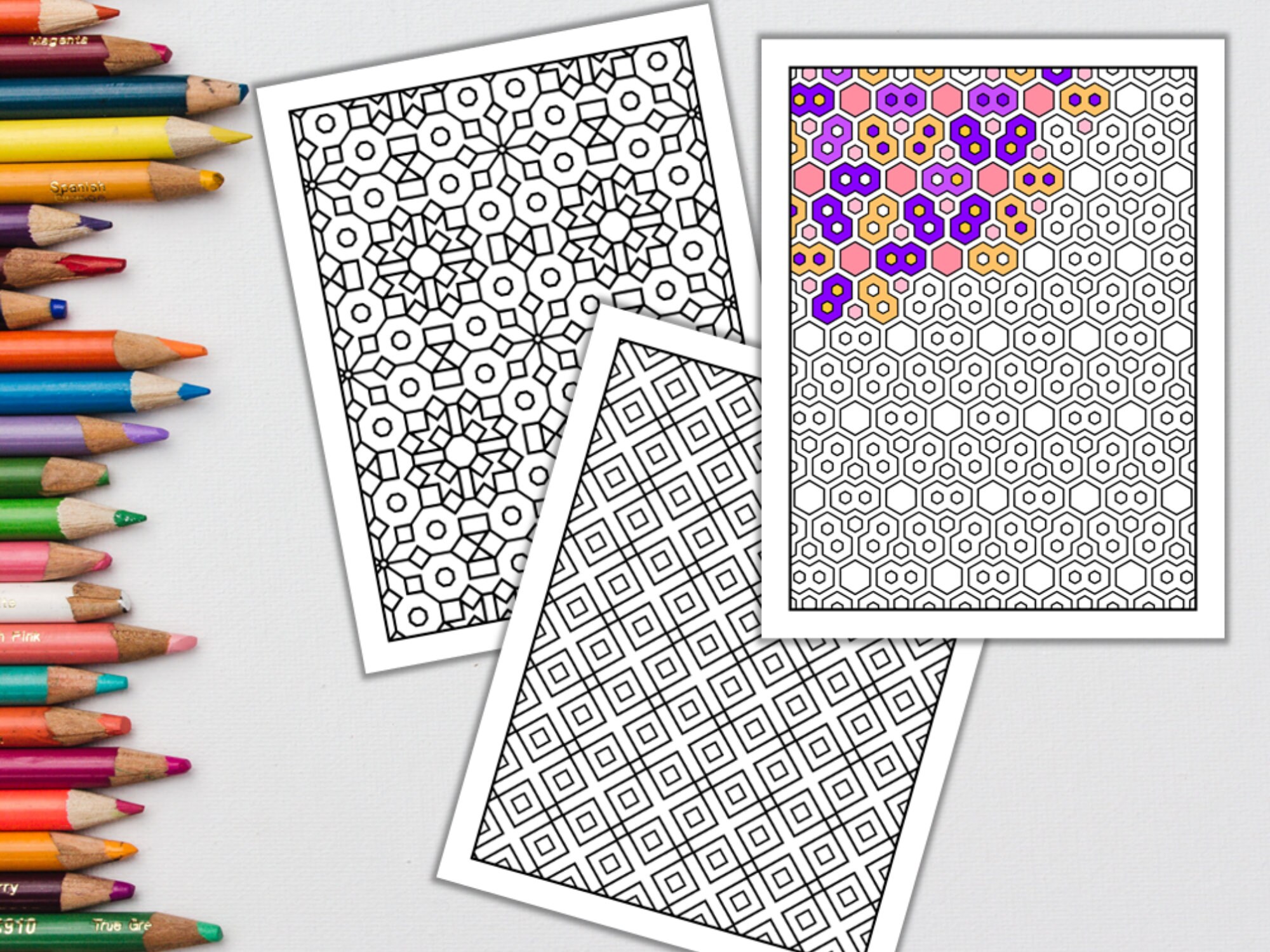 Geometric Coloring Book Pattern Coloring Adult Digital - Etsy
