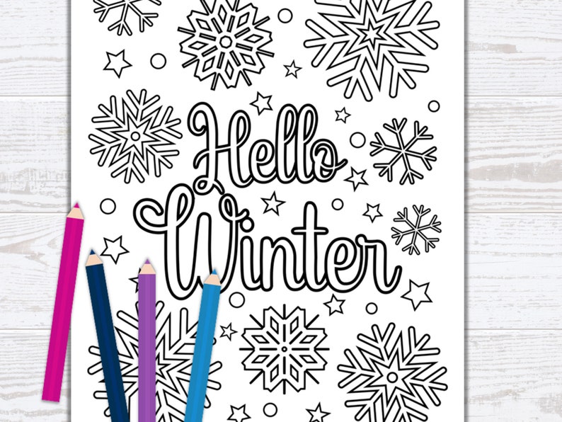 Hello Winter Snowflake Coloring Page Winter Holiday Activities Xmas ...