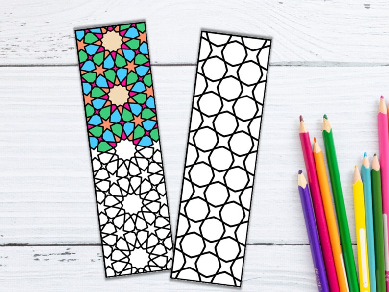 Geometric Coloring Bookmarks: Islamic Art, Ramadan Crafts (PDF Digital ...