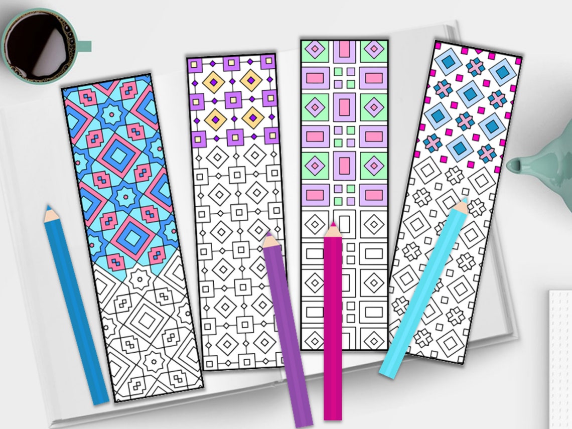 Coloring Bookmarks Geometric Coloring Pages Zen Coloring - Etsy