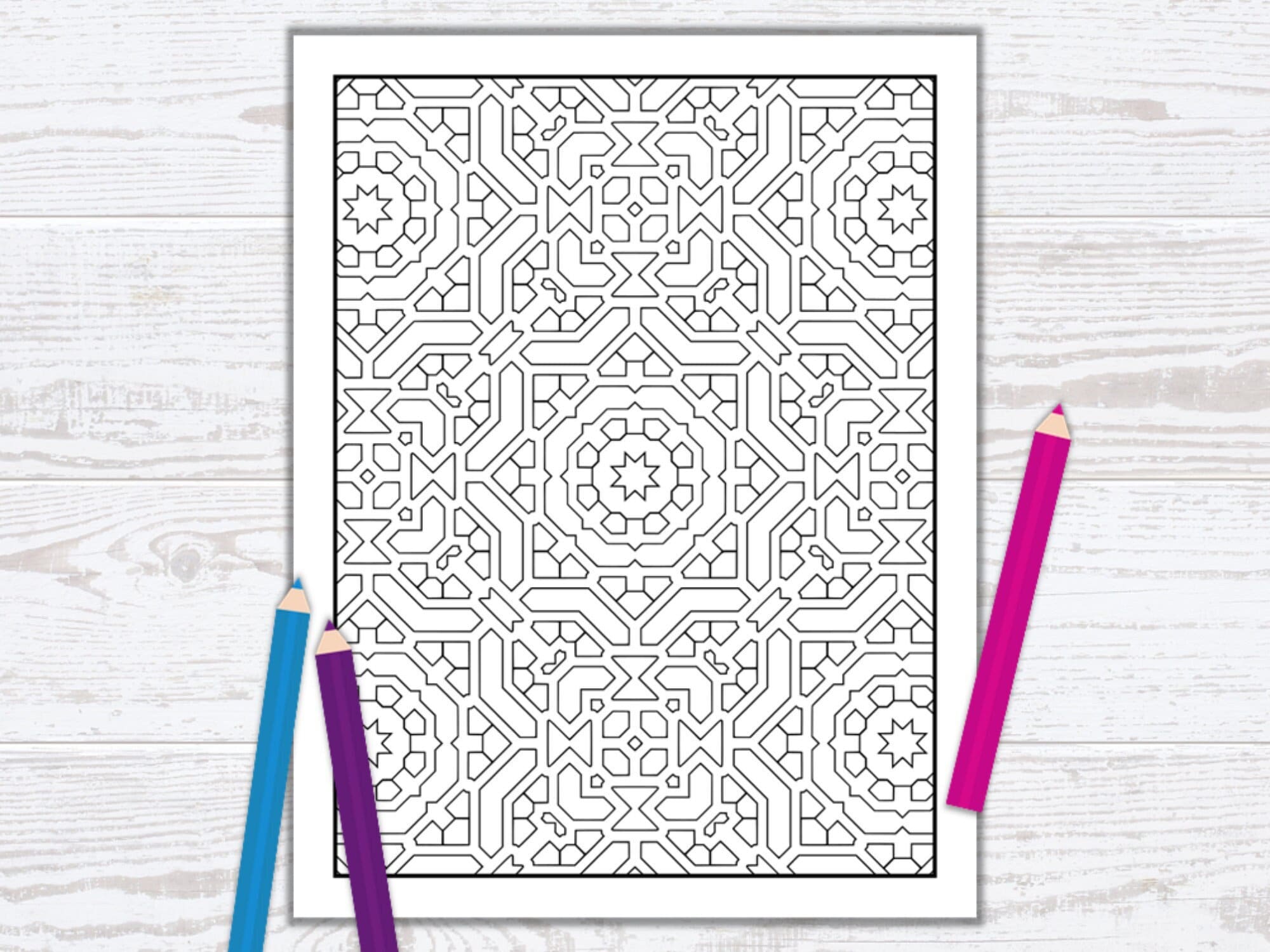 Simple Geometric Mosaic Patterns Coloring Pages