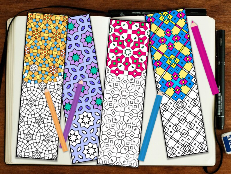 Coloring Bookmarks Geometric Coloring Pages Zen Coloring - Etsy