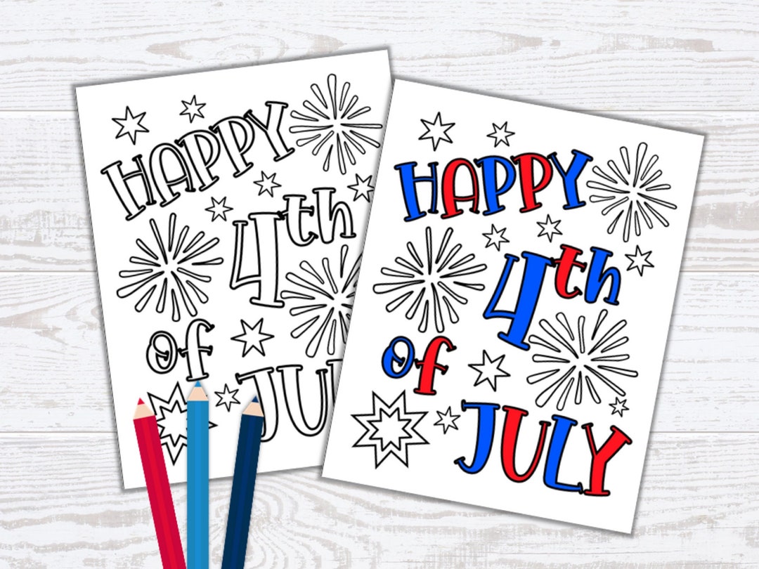 Happy 4th of July Coloring Cards - DIY Fourth of July Greeting Cards ...
