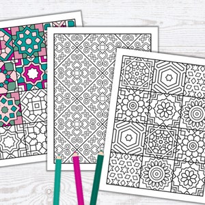 Mosaic Tiles Adult Coloring Book - Relaxing Printable Coloring Book ...