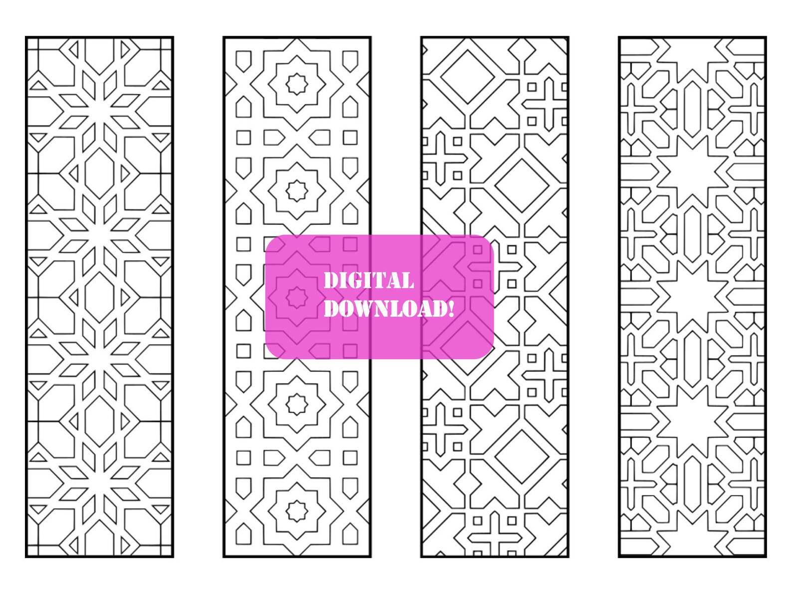 Coloring Bookmarks Printable Bookmarks to Color Geometric | Etsy