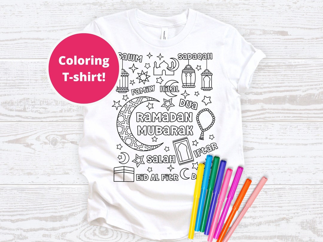 Ramadan Mubarak Coloring T-shirt for Kids and Toddlers Ramadan Shirt to ...
