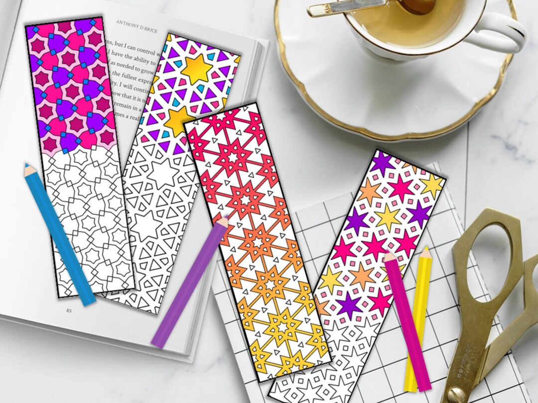 Coloring Bookmarks Printable Bookmarks to Color Geometric Designs Adult ...