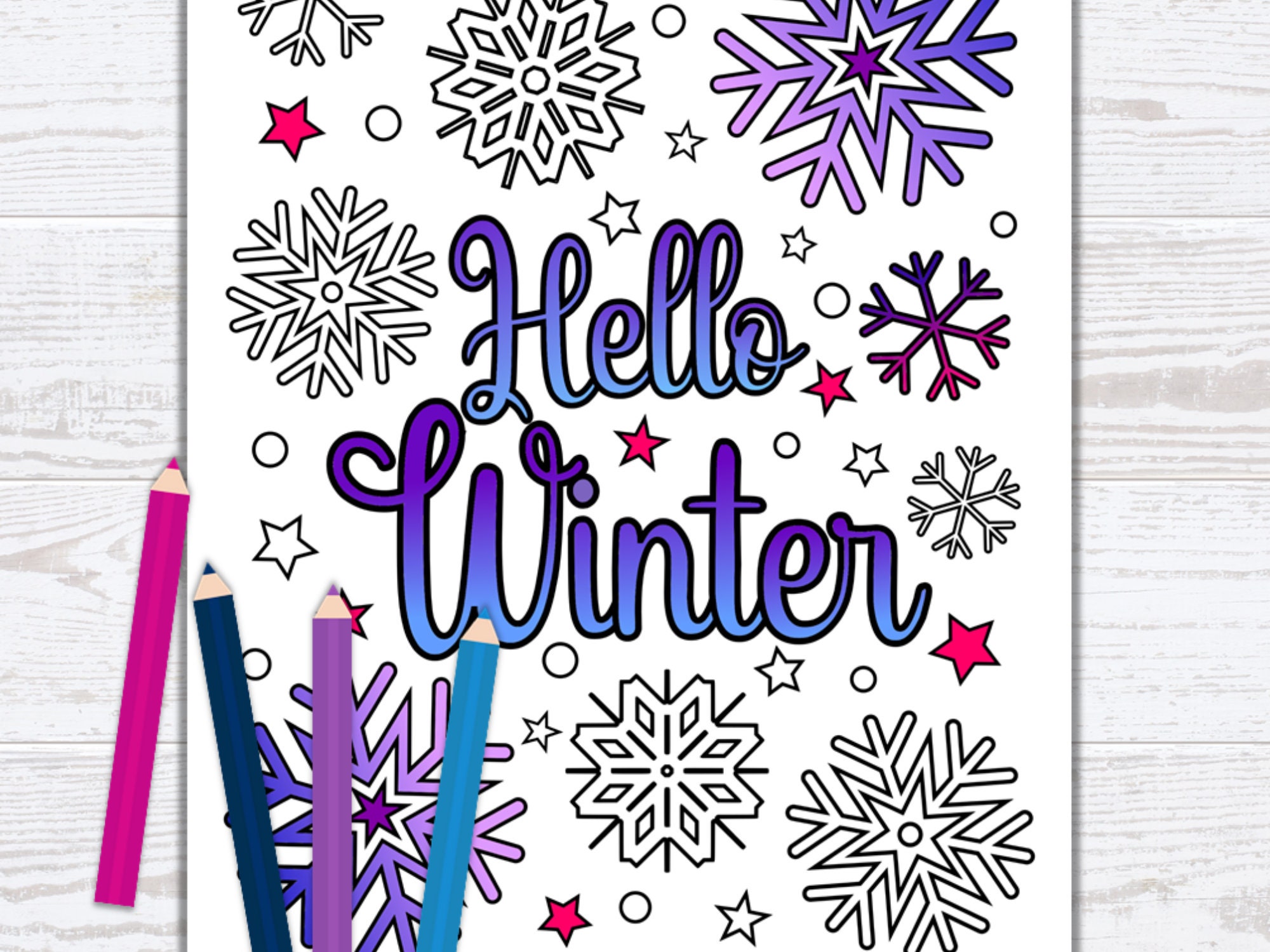 Hello Winter Snowflake Coloring Page Winter Holiday Activities Xmas ...