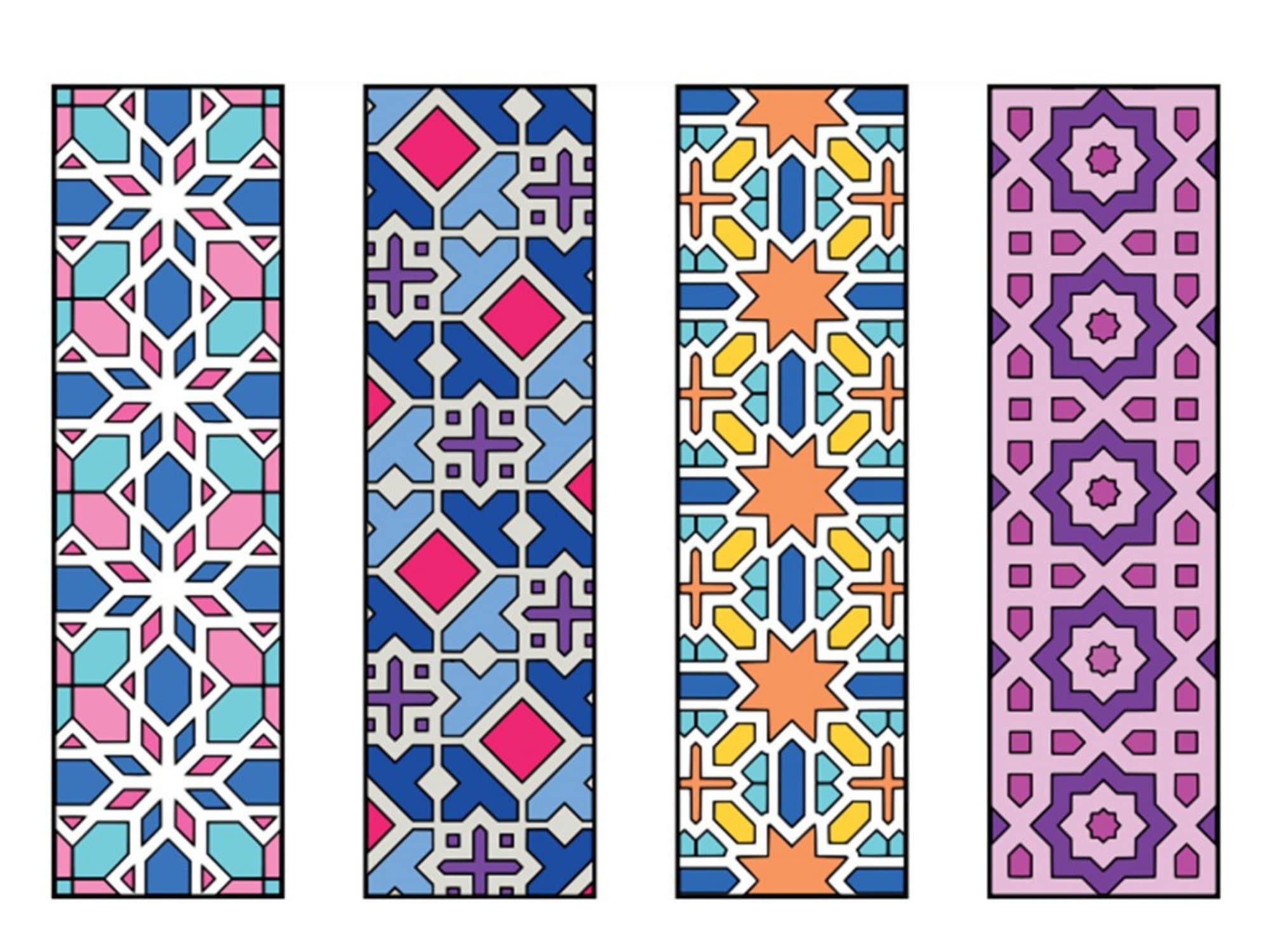 4 Geometric Bookmarks PDF Printable Bookmarks With Patterns | Etsy
