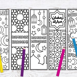 Ramadan Coloring Bookmarks - Cute Bookmark Set With Ramadan Mubarak and ...