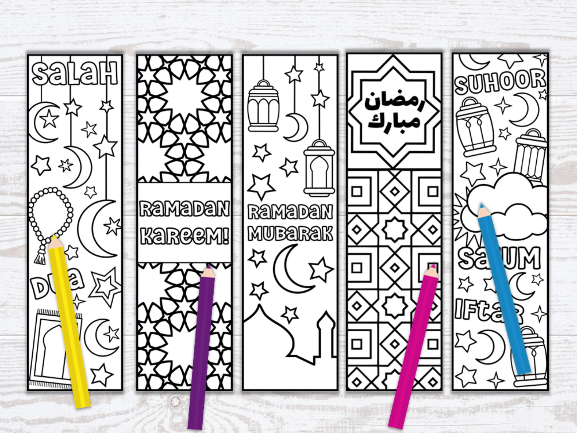 Ramadan Coloring Bookmarks: Islamic Geometric Patterns (printable PDF ...
