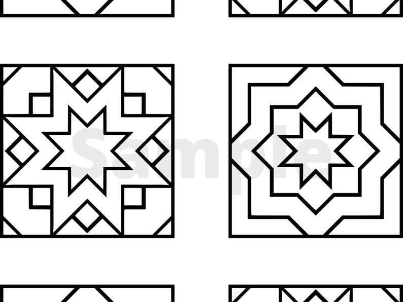 Mosaic Tile Coloring Pages Adult Coloring Page Moroccan - Etsy