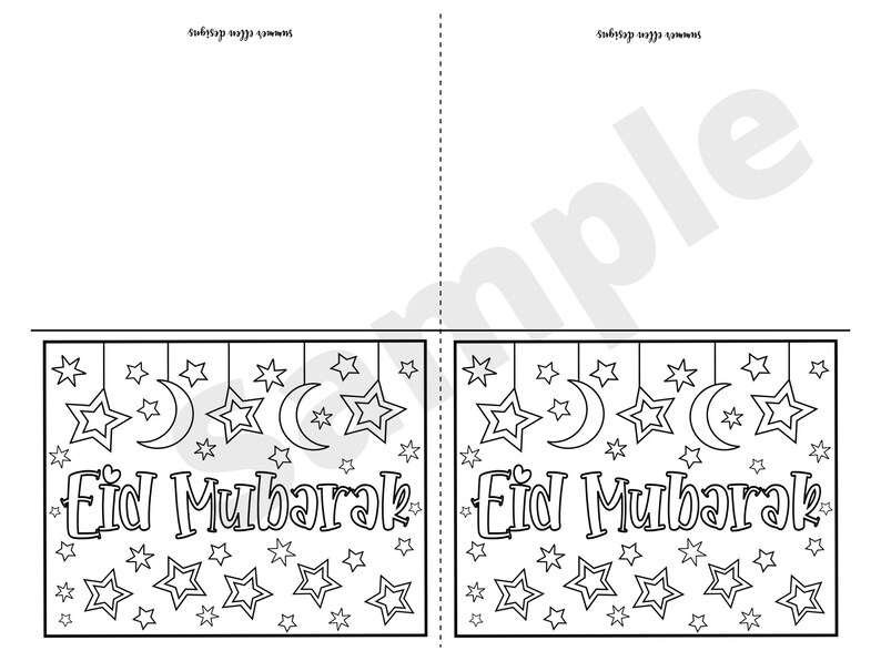 Eid Mubarak Coloring Cards Ramadan & Eid Activity DIY Eid - Etsy