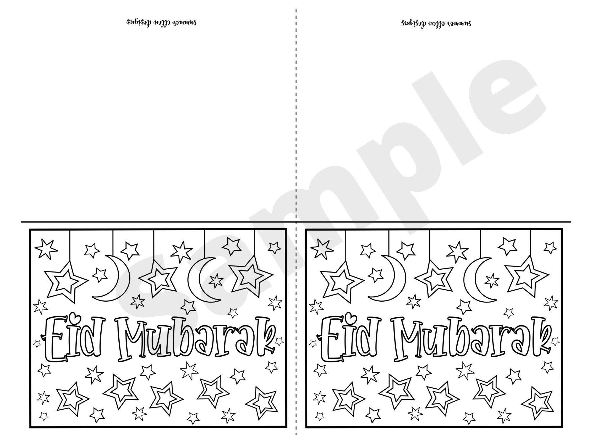Eid Mubarak Coloring Cards Ramadan & Eid Activity DIY Eid - Etsy
